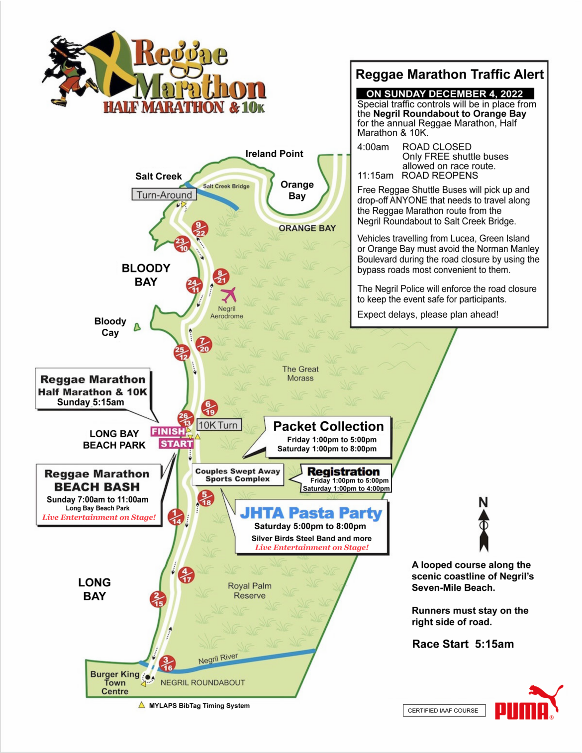 2022 Reggae Marathon Course Map for Display – – Reggae Marathon